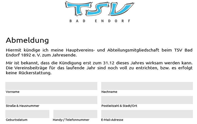 Anmeldung, Ummeldung & Abmeldung – TSV Bad Endorf